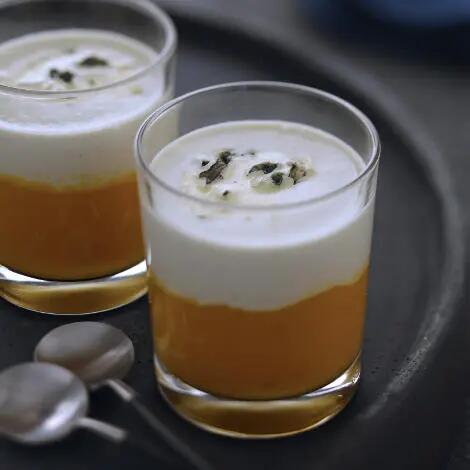 Verrine au potiron et à la crème de bleu - Recette au fromage