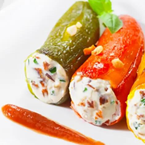 Mini poivrons farcis au fromage frais - Recette au fromage